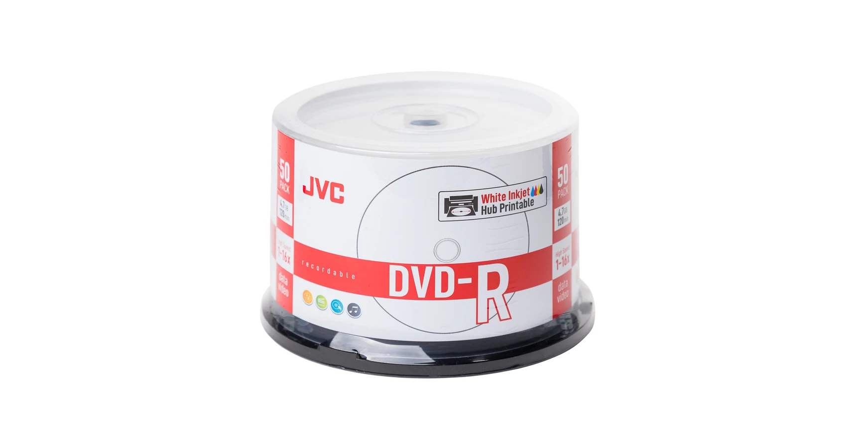 JVC DVD-R 16X nyomtatható lemez - 50 db cake