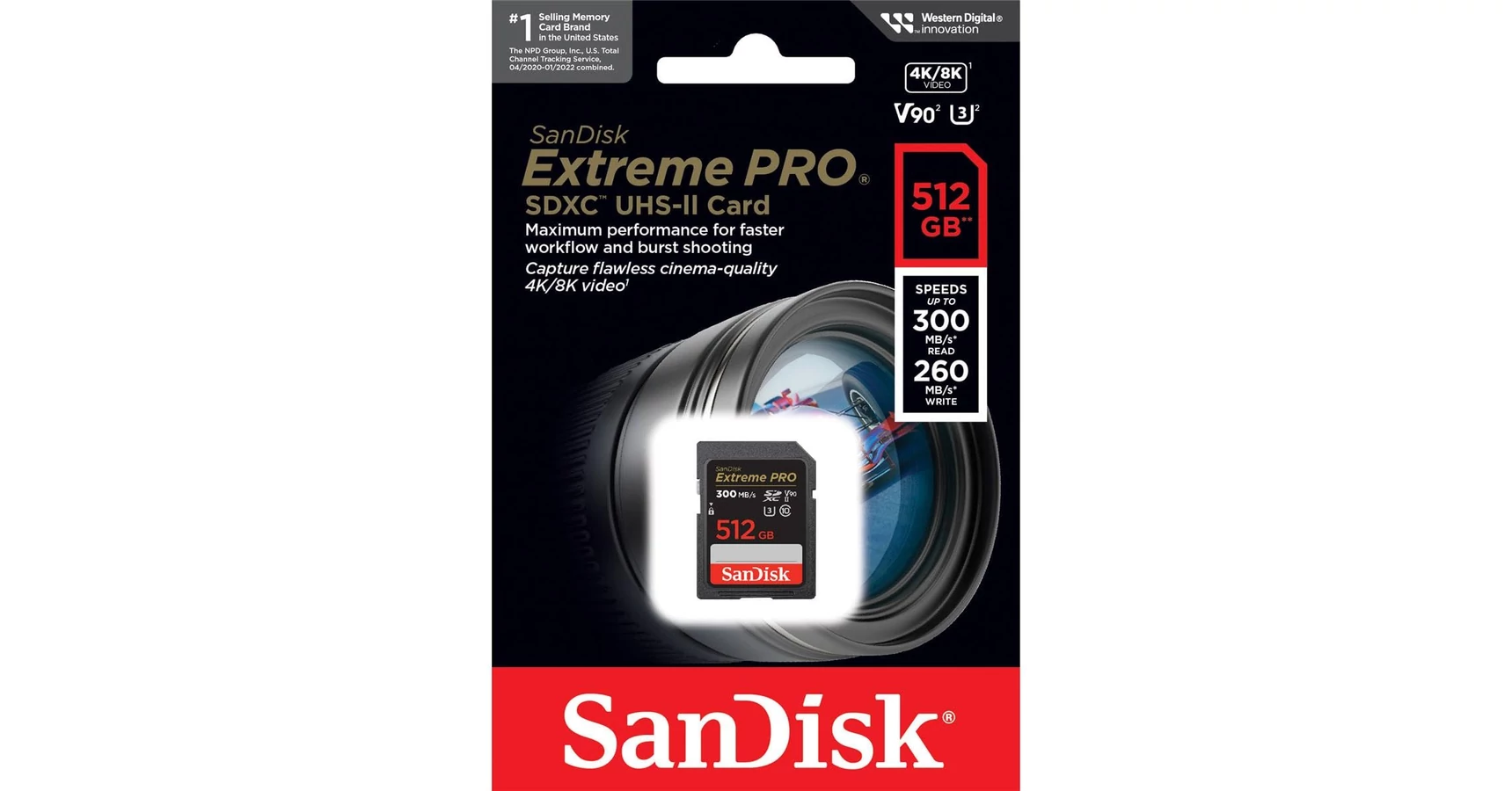 SanDisk Extreme Pro 512GB SDXC V90 UHS-II U3 Class 10 (300/260 MB/s)