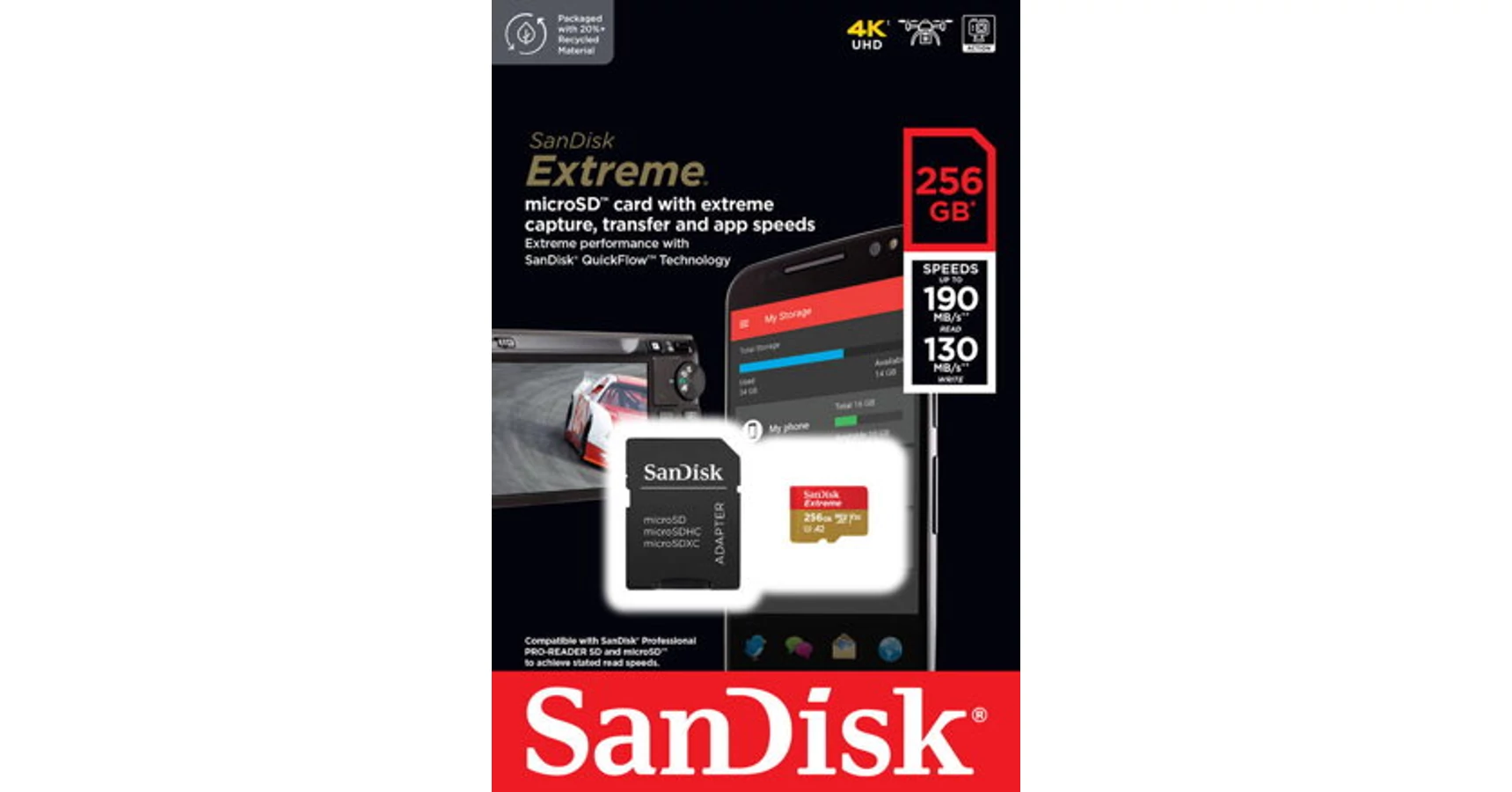 SanDisk Extreme Micro SDXC memóriakártya + adapter 256GB UHS-I U1 V30 ...